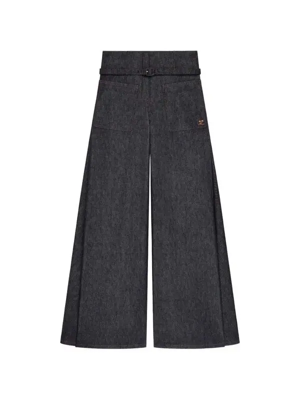 COURREGES Palazzo Pants With Belt - Blue