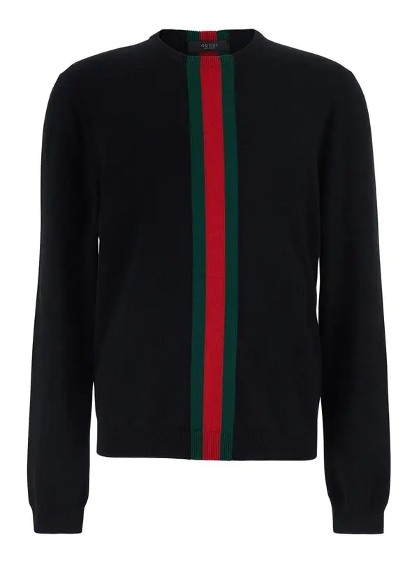Gucci Wool Crewneck Sweater With Web Detail - Multicolor