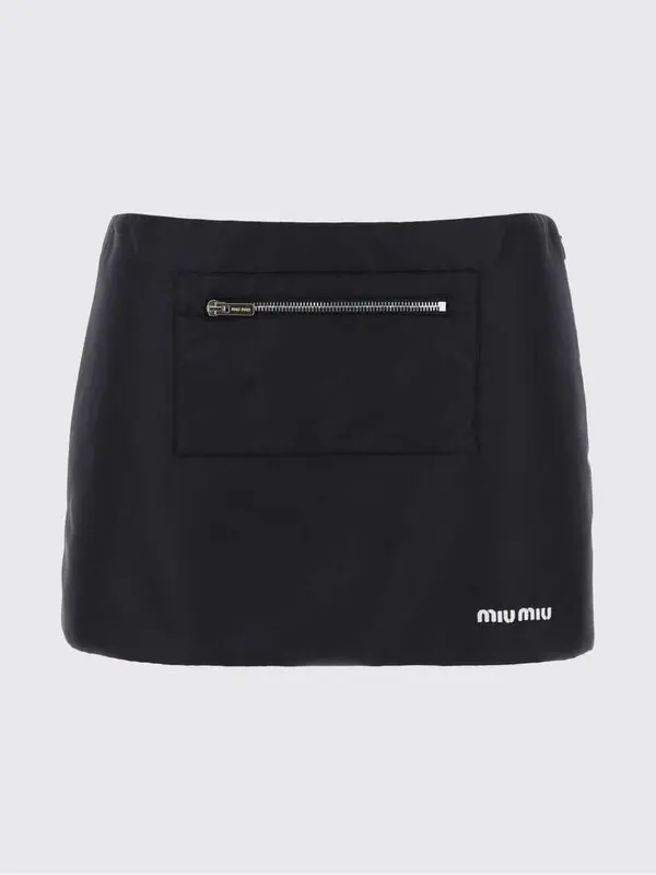 Miu Miu Recycled Nylon Mini Skirt With Zip - Blue