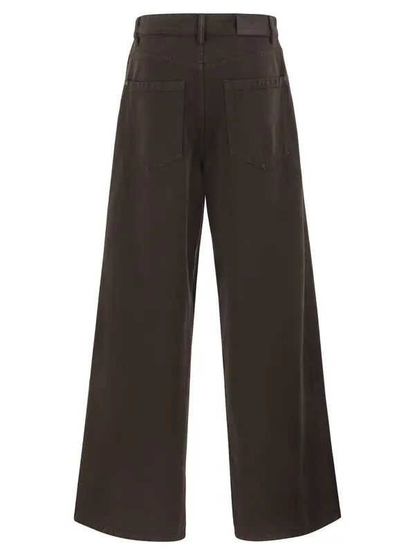 Brunello Cucinelli Relaxed Trousers In Dyed Denim With Jewellery - Brown