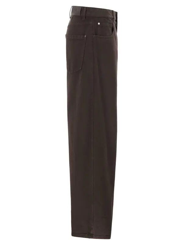Brunello Cucinelli Relaxed Denim Trousers With Monile Detailing - Brown