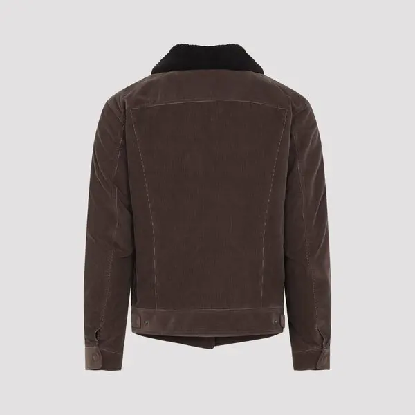 TOM FORD 900 Wale Cord Shearling Collar Trucker - Brown