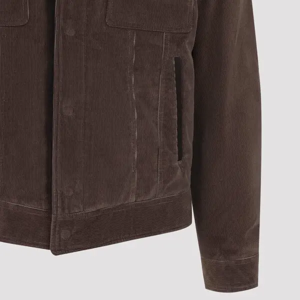 TOM FORD 900 Wale Cord Shearling Collar Trucker - Brown