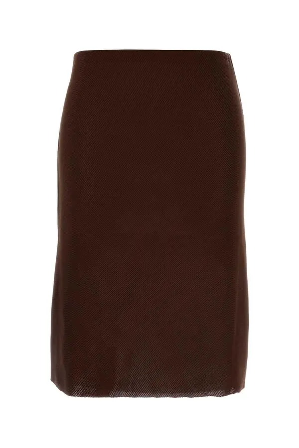 Miu Miu Silk Skirt - Brown