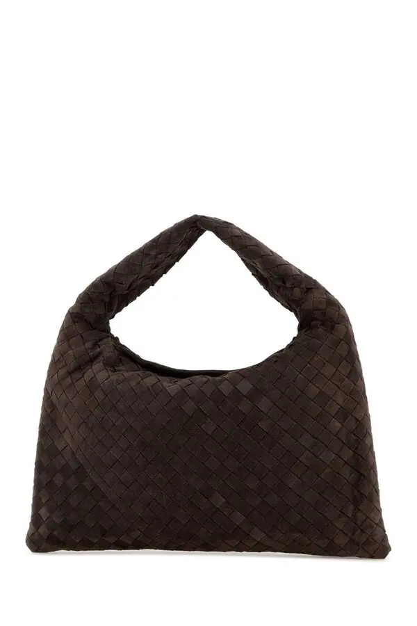 Bottega Veneta Dark Suede Small Hop Shoulder Bag - Brown