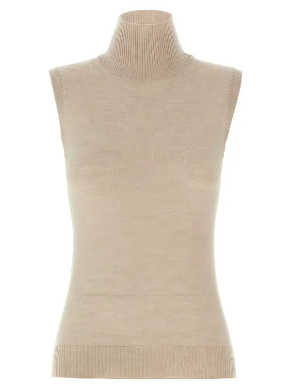 Sportmax Vertigo Pure Wool Sleeveless Top - Cream