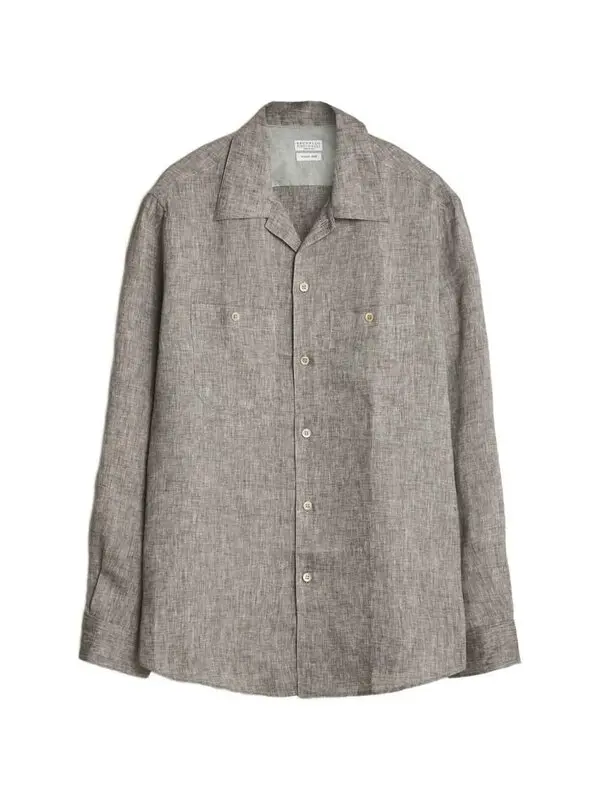 Brunello Cucinelli Button-down Shirt With A Melange Effect