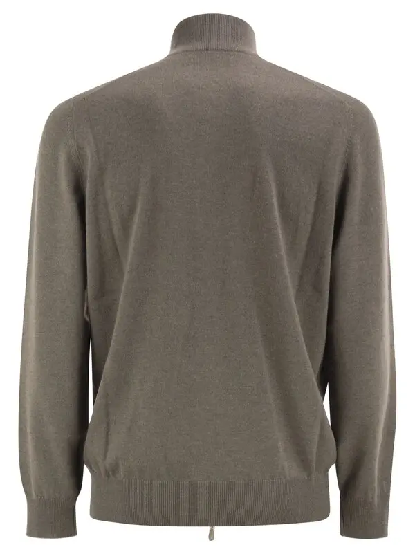 Brunello Cucinelli High-necked Cashmere Cardigan With Zip