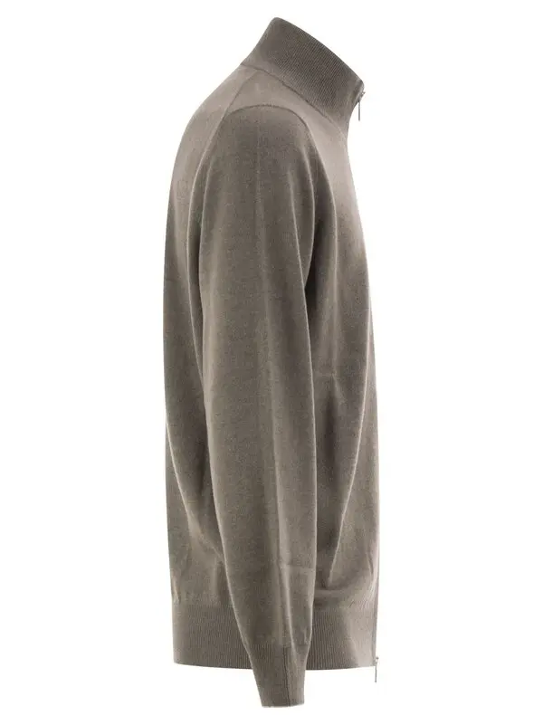 Brunello Cucinelli High-necked Cashmere Cardigan With Zip