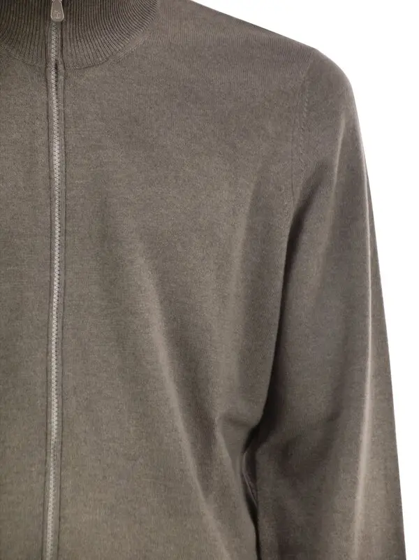 Brunello Cucinelli High-necked Cashmere Cardigan With Zip