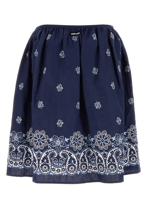 Miu Miu Printed Poplin Skirt - Multicolor