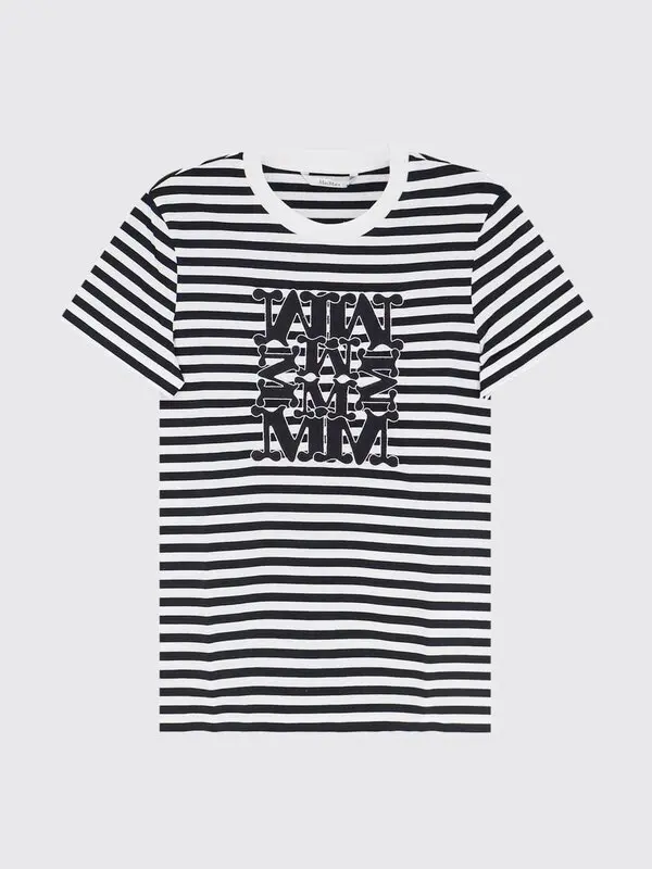 Max Mara Striped Slim Fit Cotton T-shirt With Monogram
