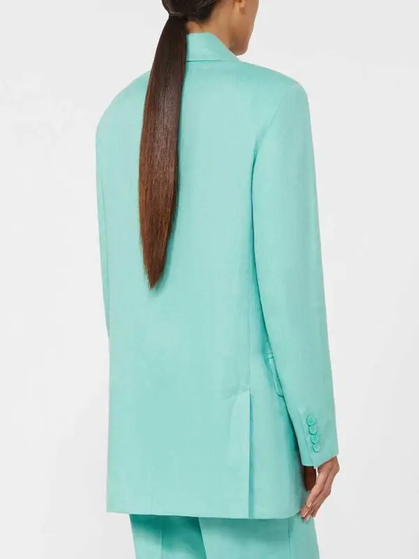 Max Mara Olimpia Jacket In Chevron Linen Aqua