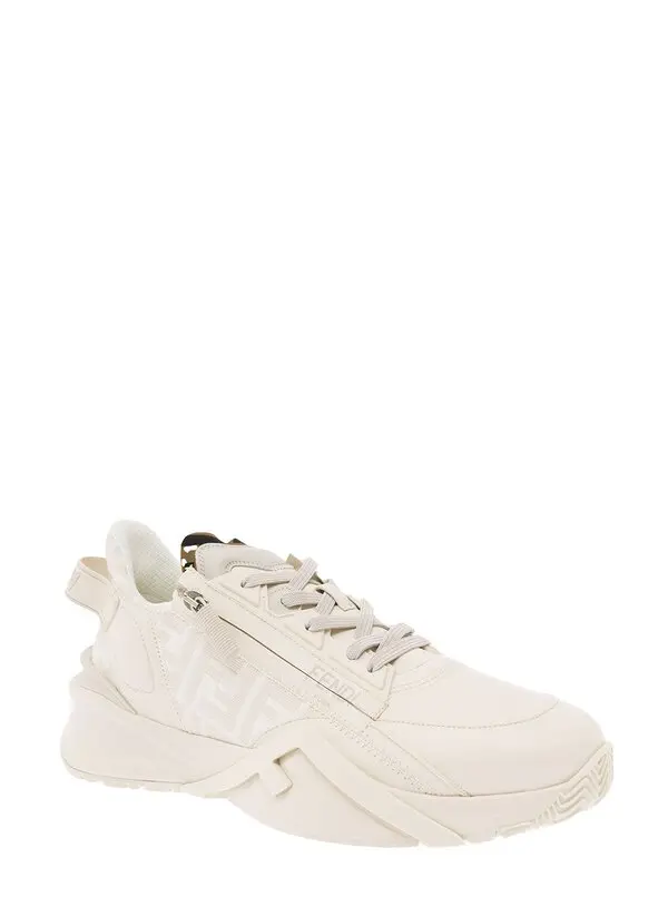 Fendi Sneaker Flow' With Ff Jacquard Logo Print And Leather