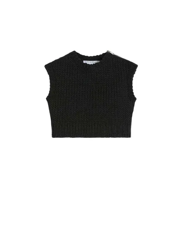 Max Mara Sleeveless Crop Sweater In Plain Cotton