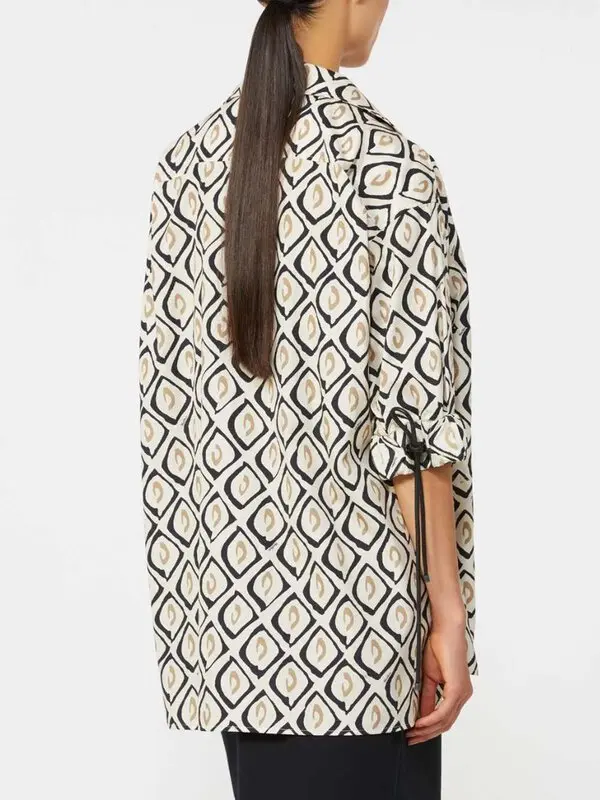 Max Mara Oversized Printed Poplin Shirt Beige
