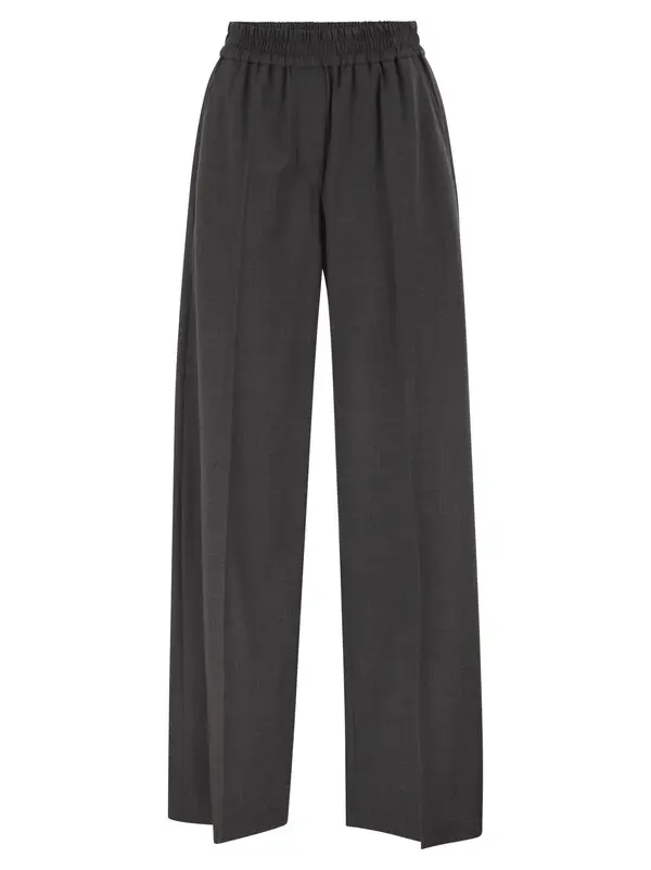 Brunello Cucinelli Stretch Virgin Wool Fluid Trousers - Multicolor