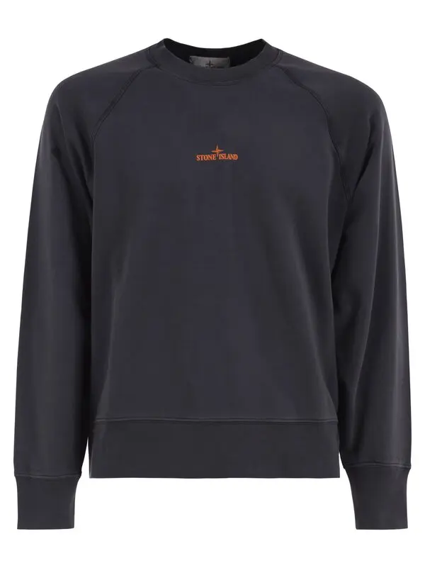 Stone Island Cotton Crew Neck Sweatshirt With Oversized Compass Back Print