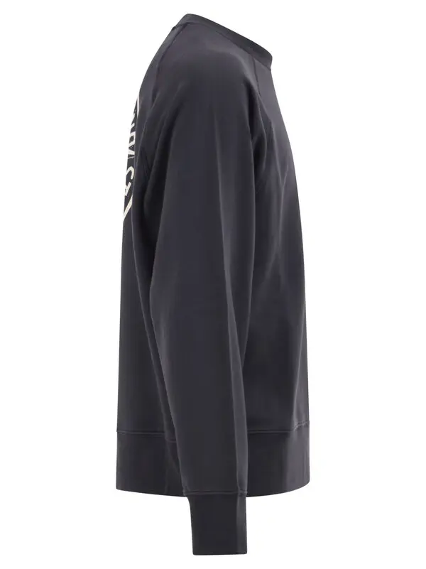 Stone Island Cotton Crew Neck Sweatshirt With Oversized Compass Back Print