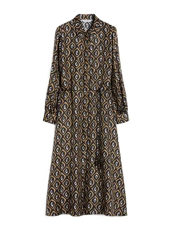Max Mara Printed Silk Twill Shirt Dress - Black