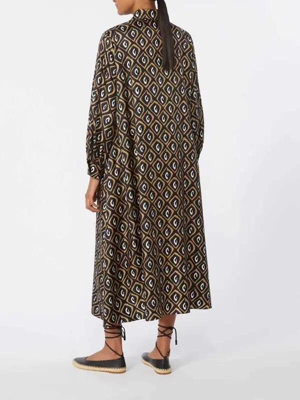 Max Mara Printed Silk Twill Shirt Dress - Black
