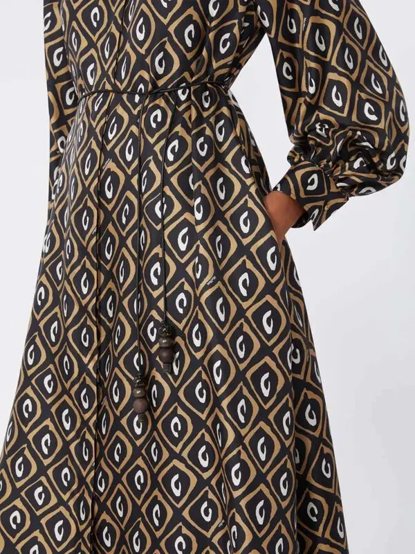 Max Mara Printed Silk Twill Shirt Dress - Black