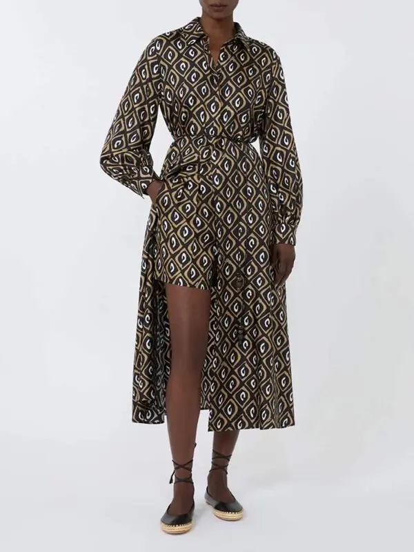 Max Mara Printed Silk Shorts - Black