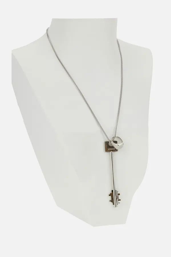 Rabanne Silver Ring And Key Pendant Necklace - Multicolor