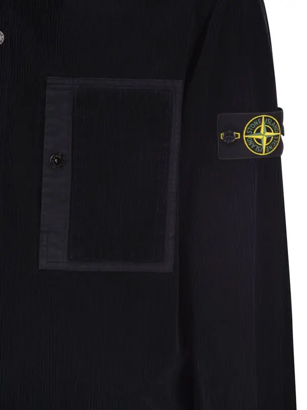 Stone Island Cotton Corduroy Overshirt With Compass Badge - Blue