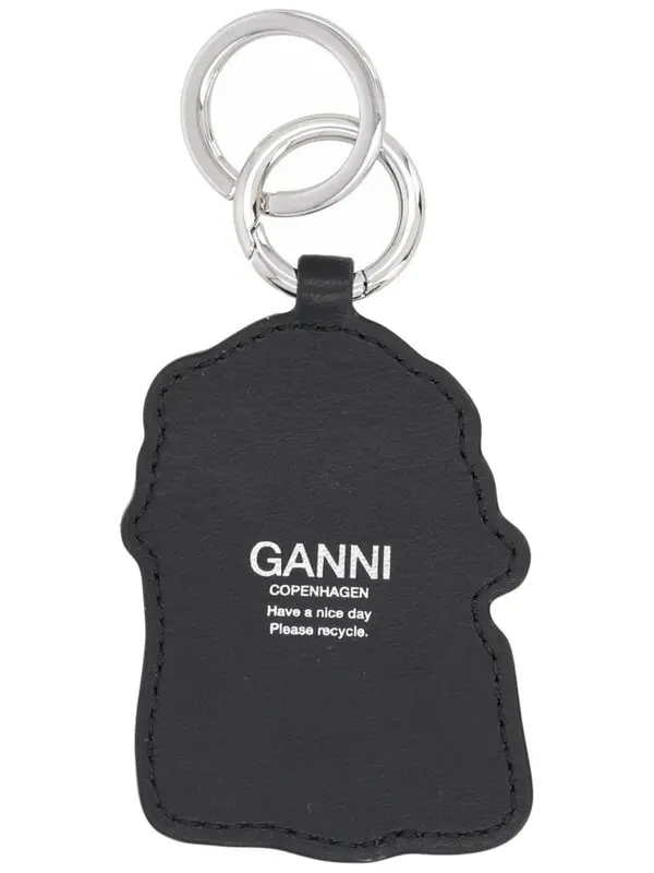 GANNI Leather Keychain - Black