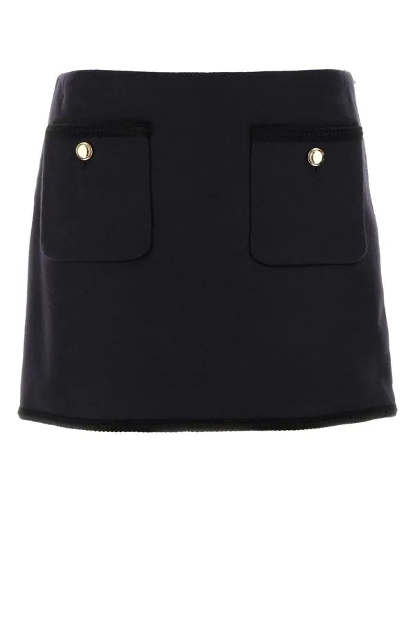 Miu Miu Midnight Blue Wool Mini Skirt - Black