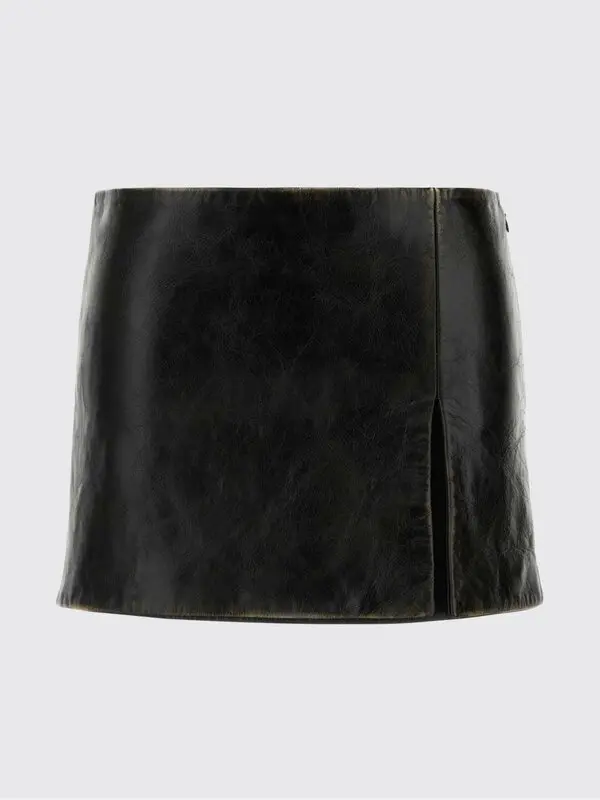 Miu Miu Leather Mini Skirt - Black