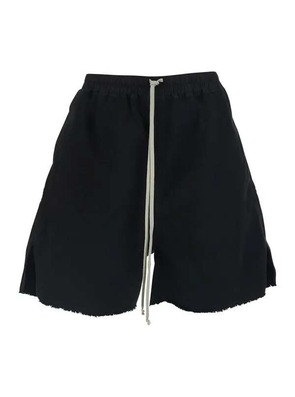 Rick Owens Black Shorts With Elasticated Drawstring Waist And Zip At The Back In Cotton For - Multicolor