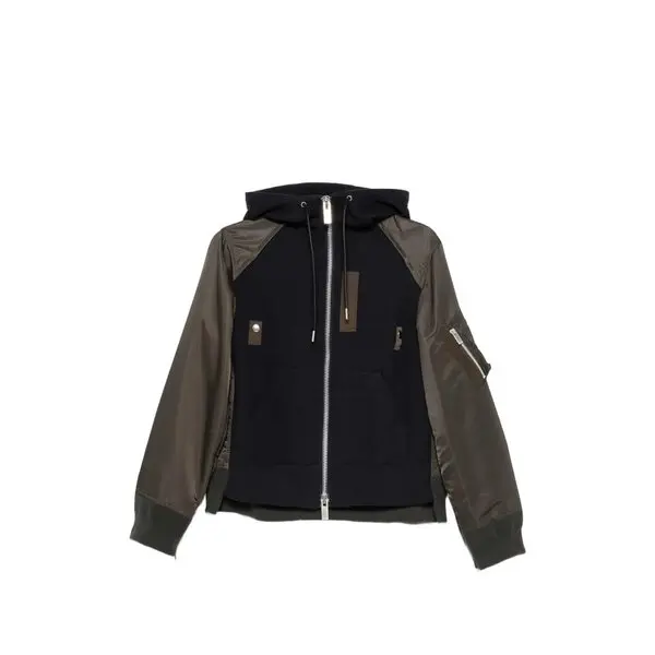Sacai Bomber Jacket With Contrast Panelling - Black
