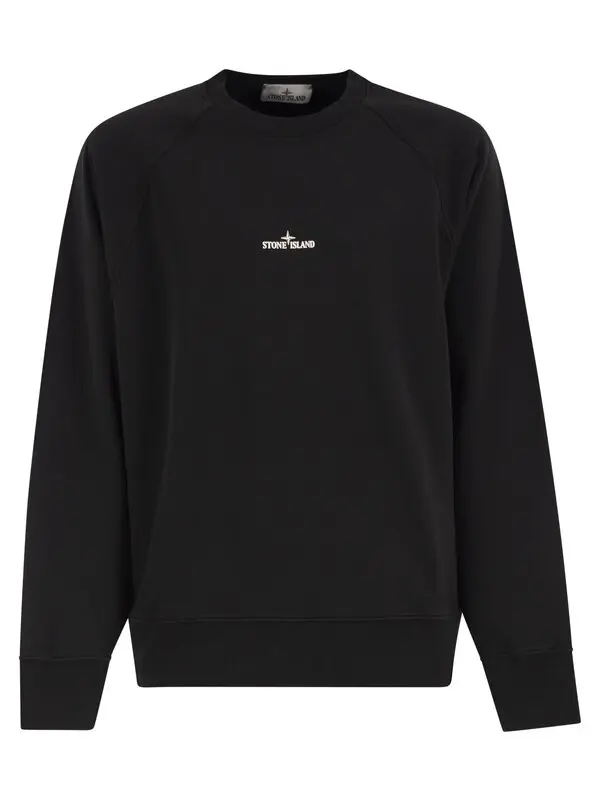 Stone Island Cotton Crew Neck Sweatshirt With Oversized Compass Back Print