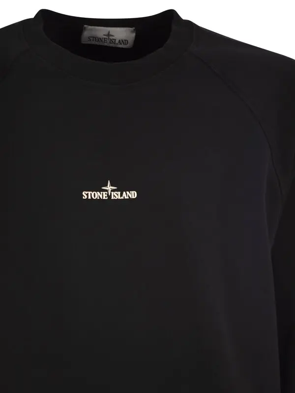 Stone Island Cotton Crew Neck Sweatshirt With Oversized Compass Back Print