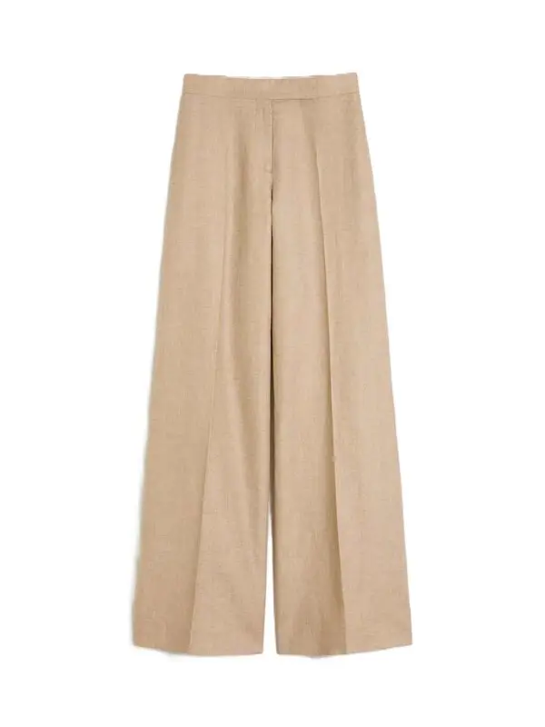 Max Mara Regular-fit Linen Natté Trousers Camel