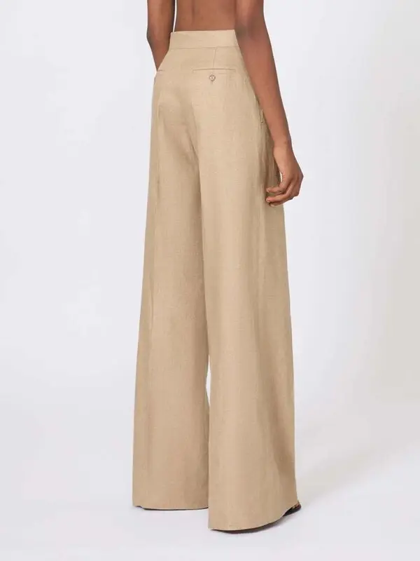 Max Mara Regular-fit Linen Natté Trousers Camel