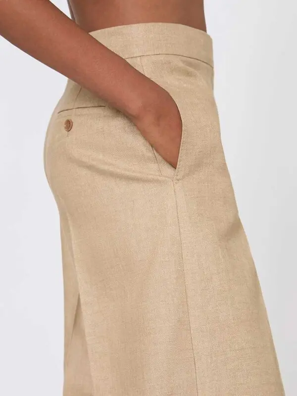 Max Mara Regular-fit Linen Natté Trousers Camel