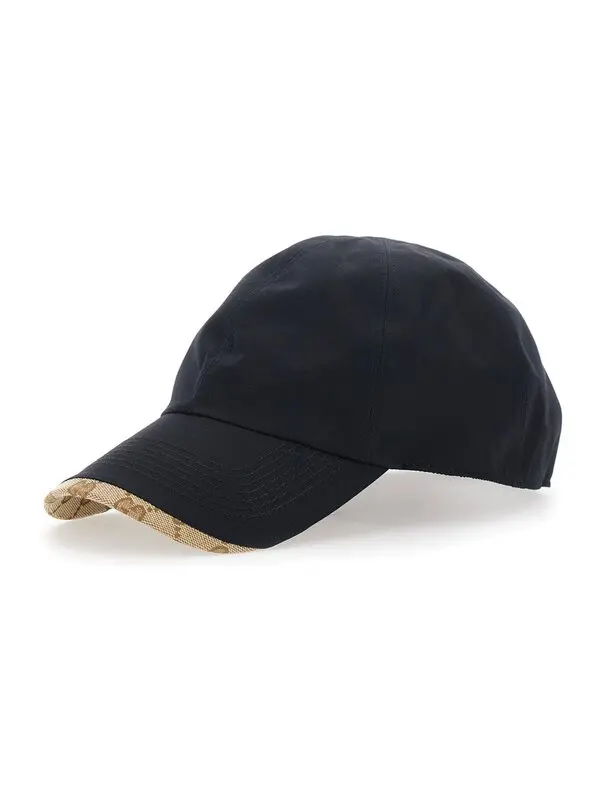 Gucci Black Baseball Hat With Gg Motif Detail On The Edge In Cotton For - Multicolor