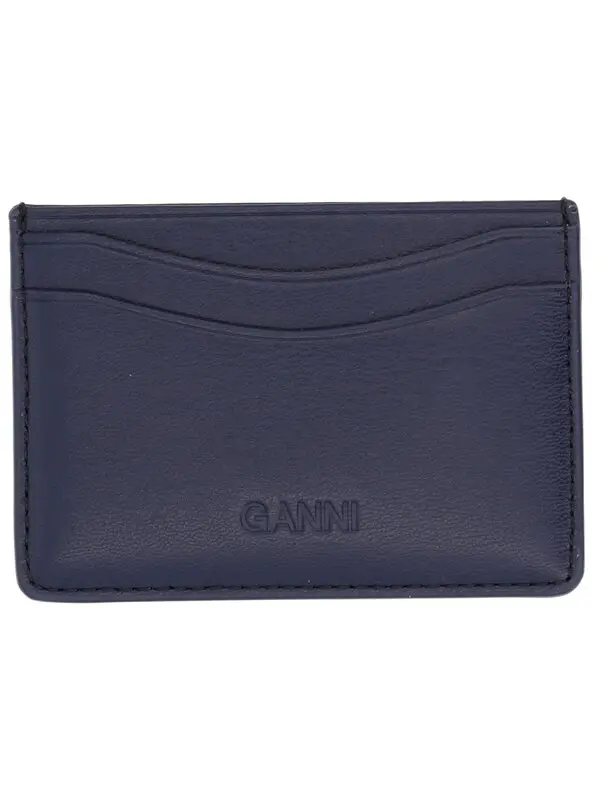 GANNI Leather Wallet - Black