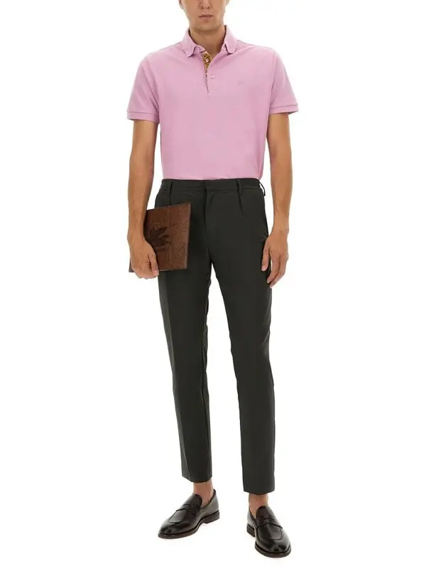 Etro Cotton Polo Shirt With Pegasus