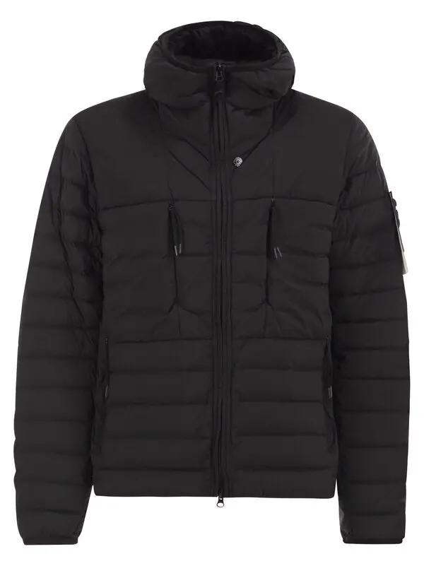 Stone Island Seamless Tunnel Down-tc Stretch Hooded Down Jacket - Black
