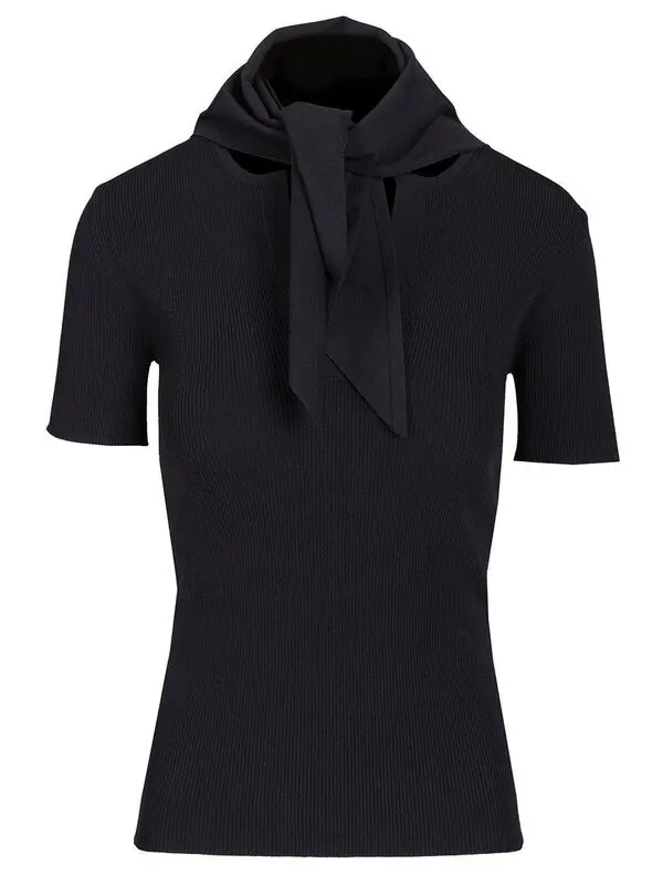 Max Mara Viscose Crepe Scarf Sweater - Blue