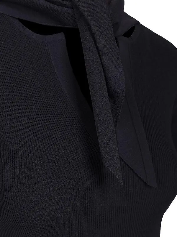Max Mara Viscose Crepe Scarf Sweater - Blue