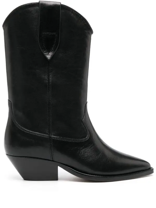 Isabel Marant Étoile Duerto Leather Cowboy Boots - Black