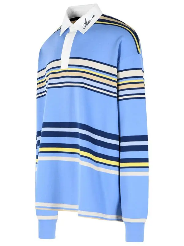 Amiri Striped' Cotton Polo Shirt - Blue