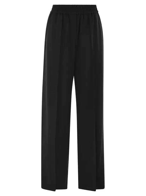 Brunello Cucinelli Stretch Virgin Wool Fluid Trousers - Black