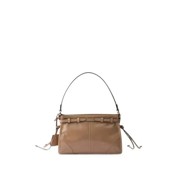 Prada Bonnie Leather Hobo Shoulder Bag - Cream
