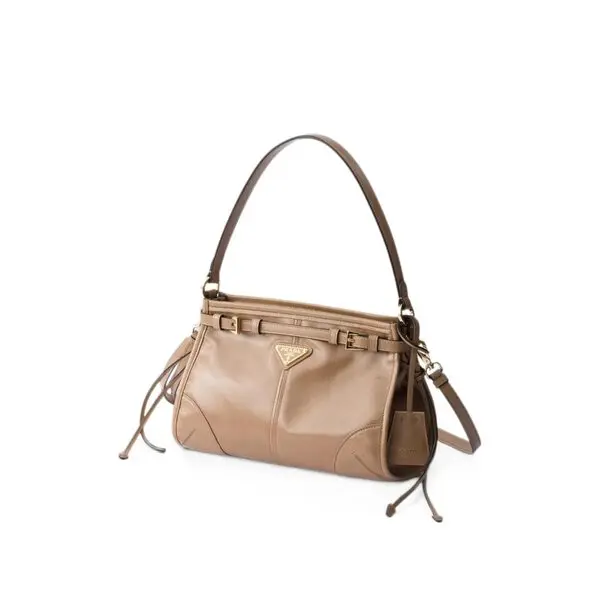 Prada Bonnie Leather Hobo Shoulder Bag - Cream
